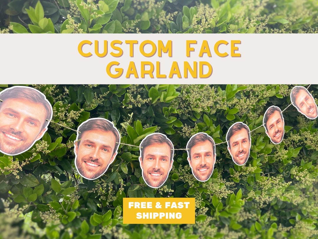 Custom Heads on a Garland Face on Banner Custom Birthday Wall Hang ...