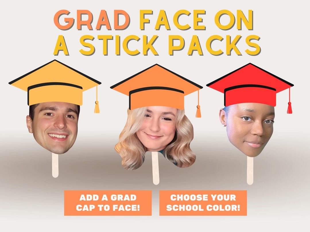 Custom Grad Face on a Stick Packs – Graduation Photo Booth Props ...