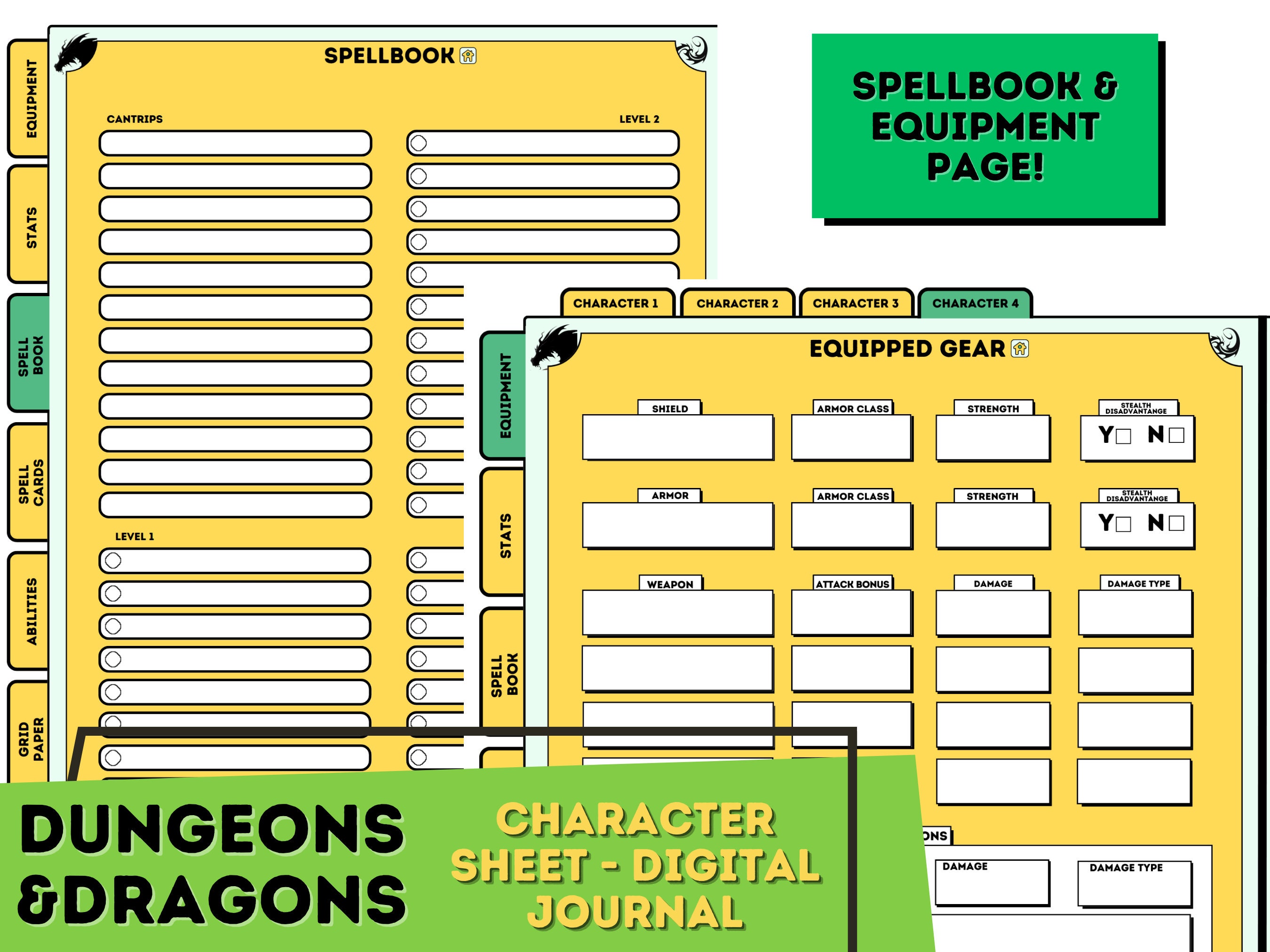 Dnd Character Sheet for Dnd Digital Journal Dungeons & Dragons Game ...
