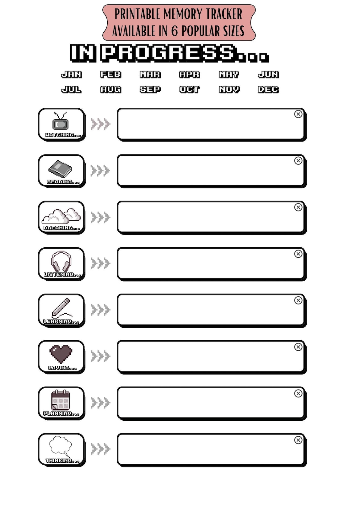 Printable Life Tracker for Gamer Memory Tracker for Current Event Log ...