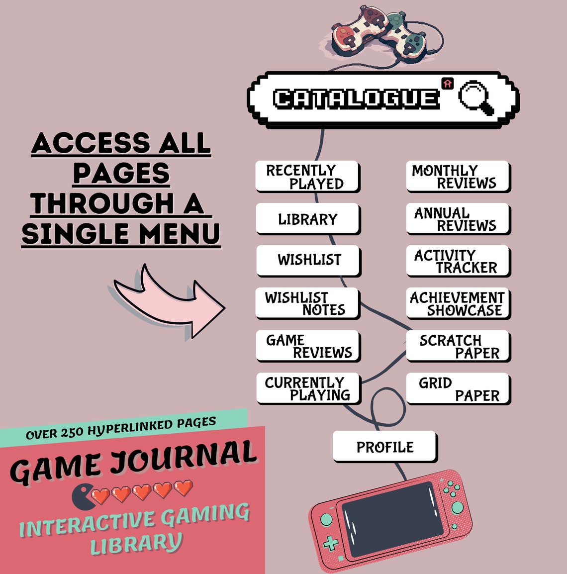Video Game Notebook Journal Birthday Gift for Gamer Cute Pastel RPG ...