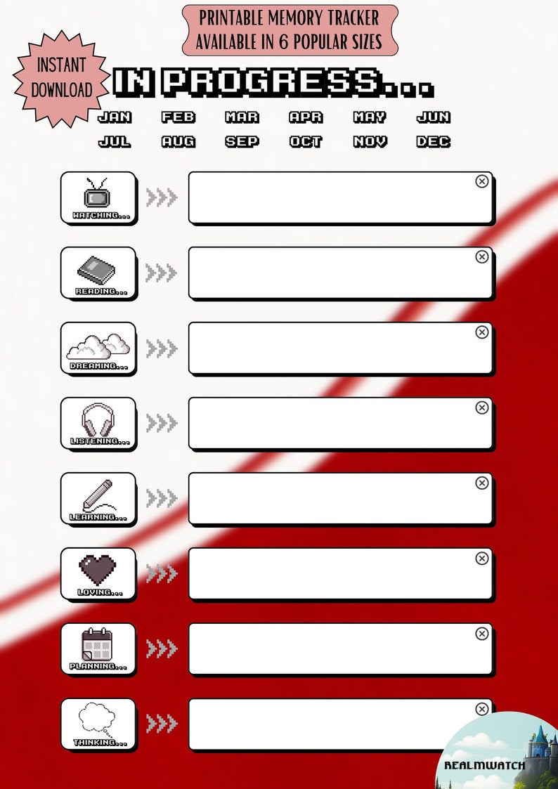 Printable Life Tracker for Gamer Memory Tracker for Current Event Log ...