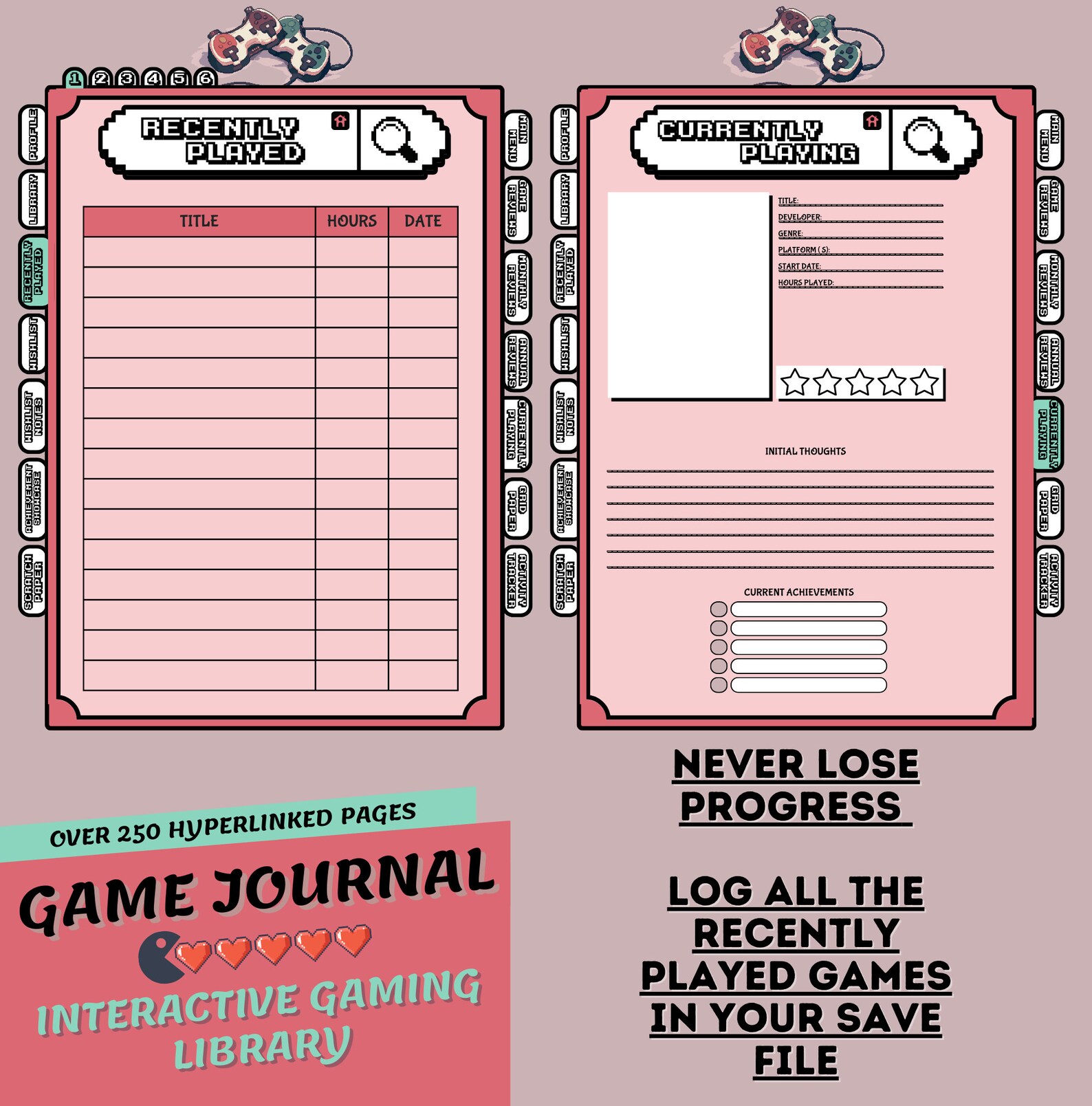 Video Game Notebook Journal Birthday Gift for Gamer Cute Pastel RPG ...