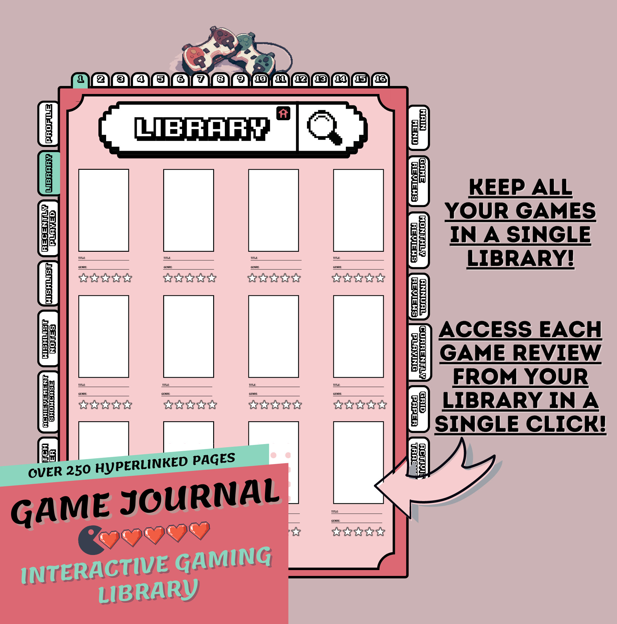 Video Game Notebook Journal Birthday Gift for Gamer Cute Pastel RPG ...