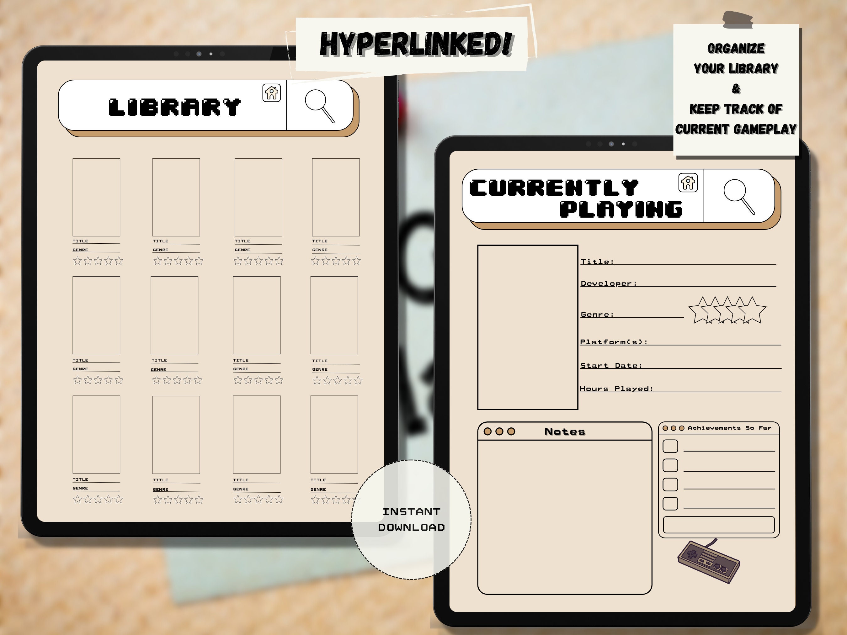 Gaming Journal for Gamer Digital Planner for Video Game Log Tracker for ...