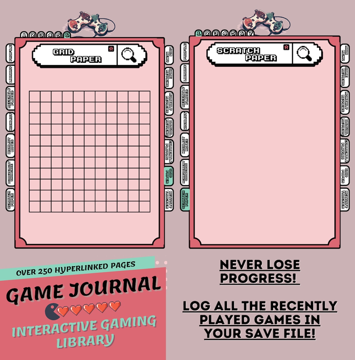 Video Game Notebook Journal Birthday Gift for Gamer Cute Pastel RPG ...
