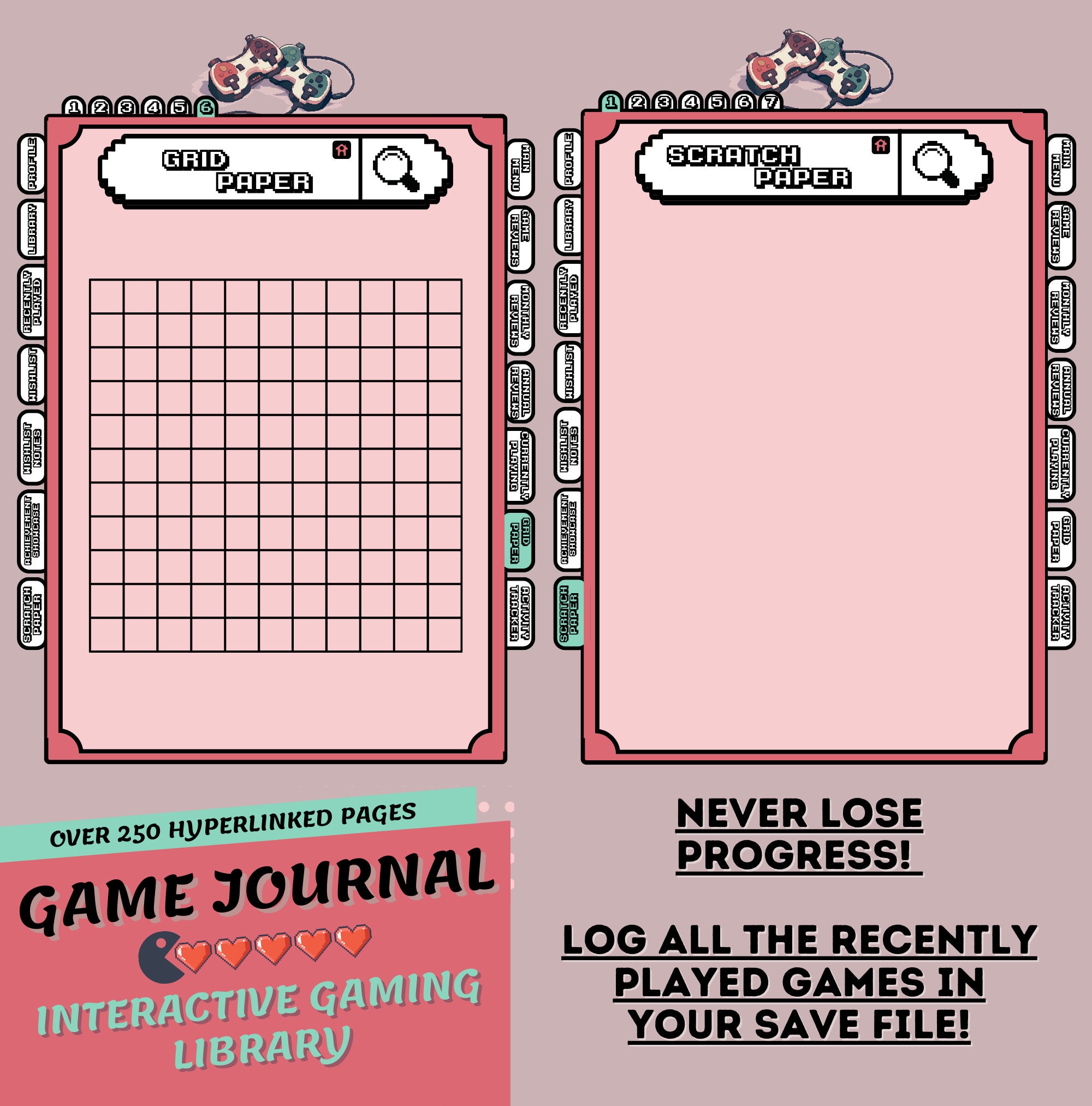 Video Game Notebook Journal Birthday Gift for Gamer Cute Pastel RPG ...