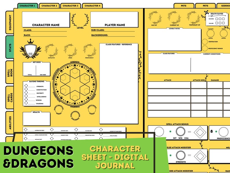 Dnd Character Sheet for Dnd Digital Journal Dungeons & Dragons Game ...