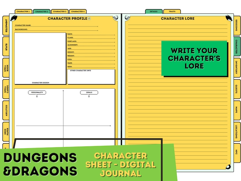 Dnd Character Sheet for Dnd Digital Journal Dungeons & Dragons Game ...
