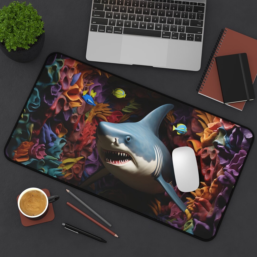 Shark Desk Mat Colorful Under the Sea Office Desk Accessory - Etsy