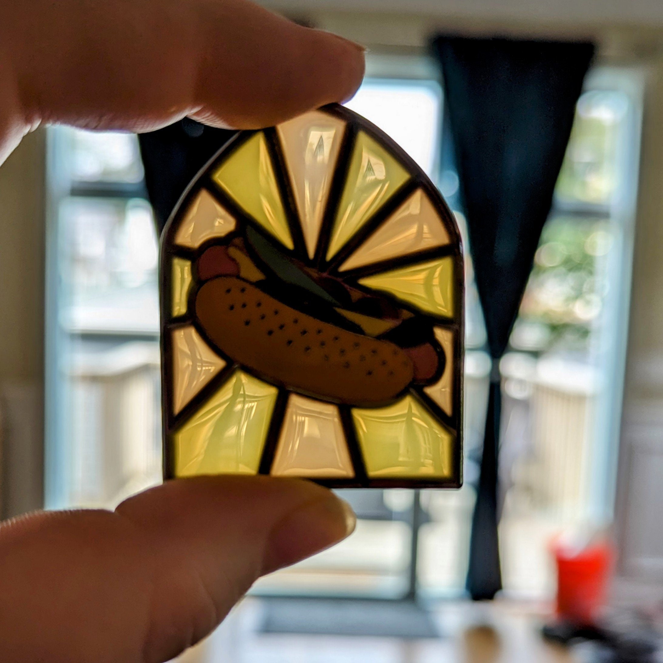 Stained Glass Chicago Style Hotdog Translucent Enamel Pin - Etsy