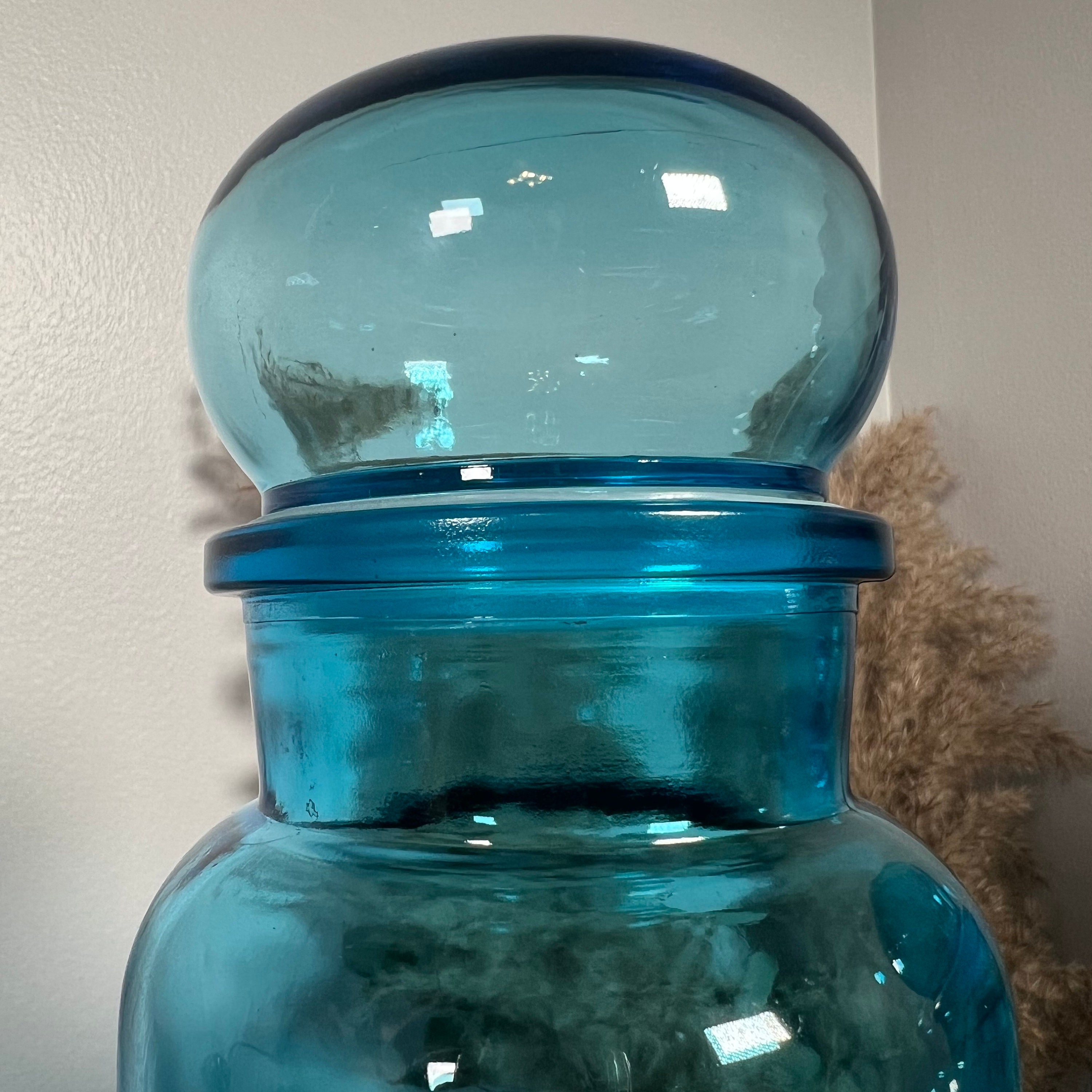 Vintage Aqua Blue Bubble Lid Apothecary Jars Made in Belgium - Etsy