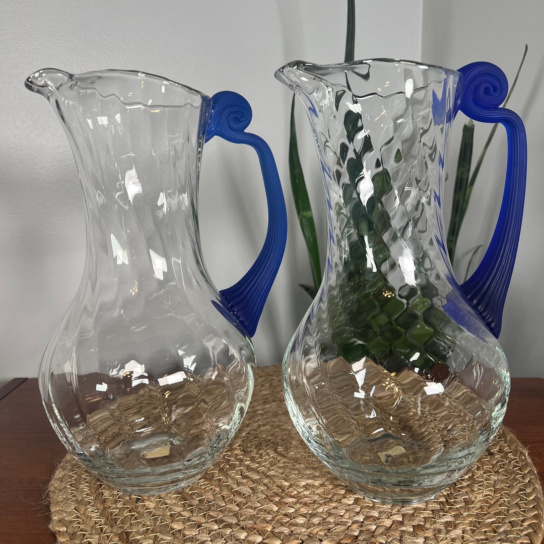 Vintage Romanian Glass Optic Swirl Pitcher, Handblown - Etsy