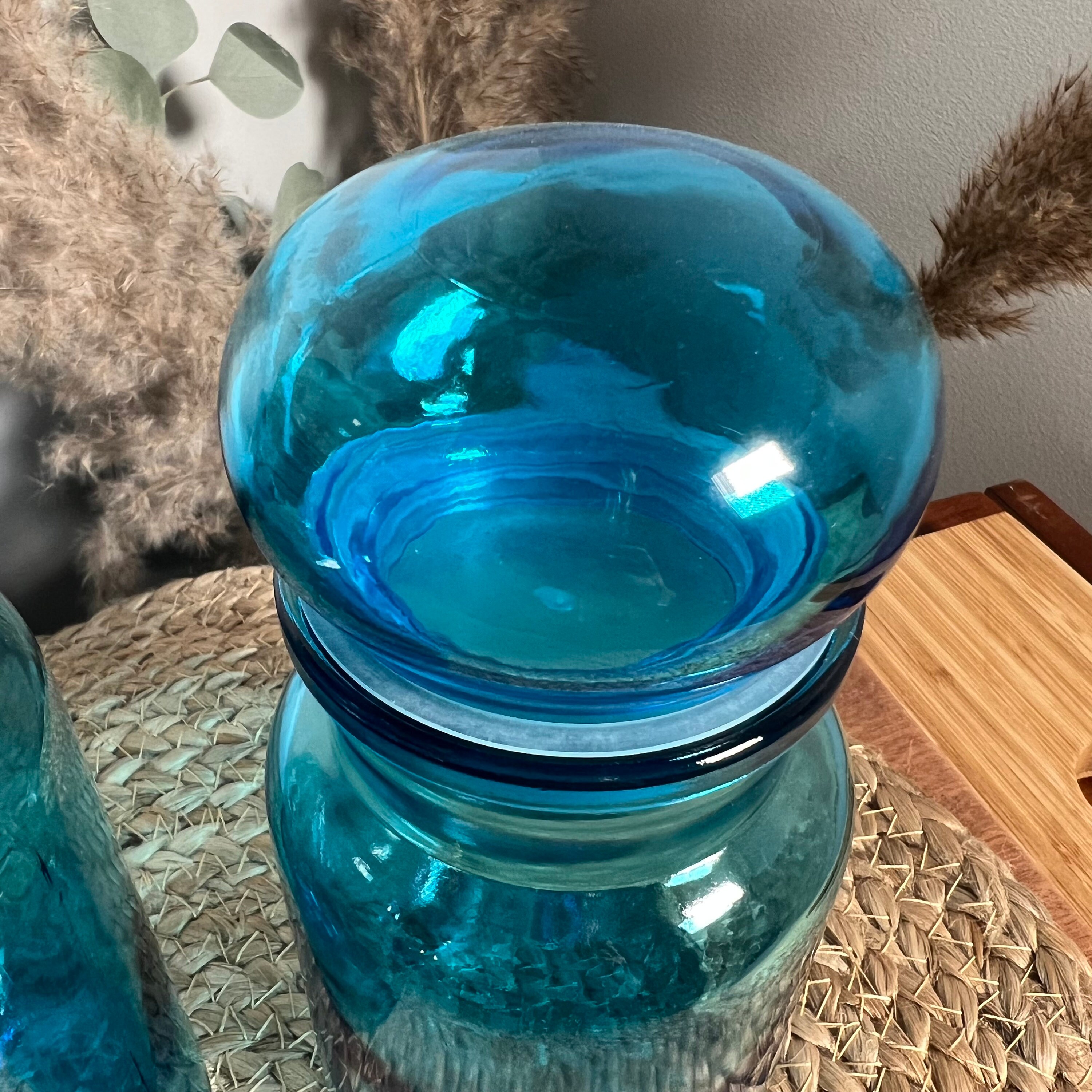 Vintage Aqua Blue Bubble Lid Apothecary Jars Made in Belgium - Etsy