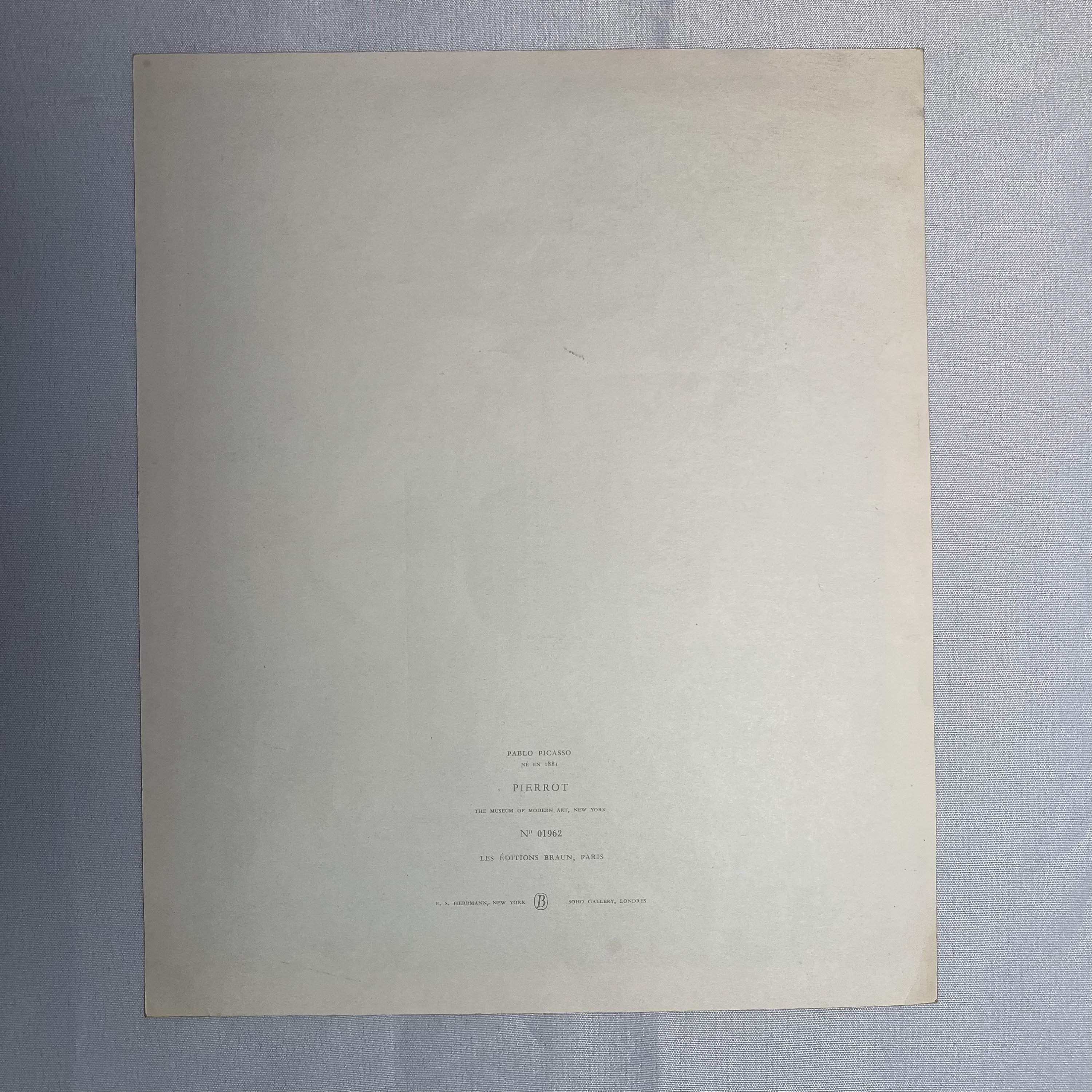 Pierrot by Pablo Picasso, Vintage Art Lithograph From the MOMA museum ...