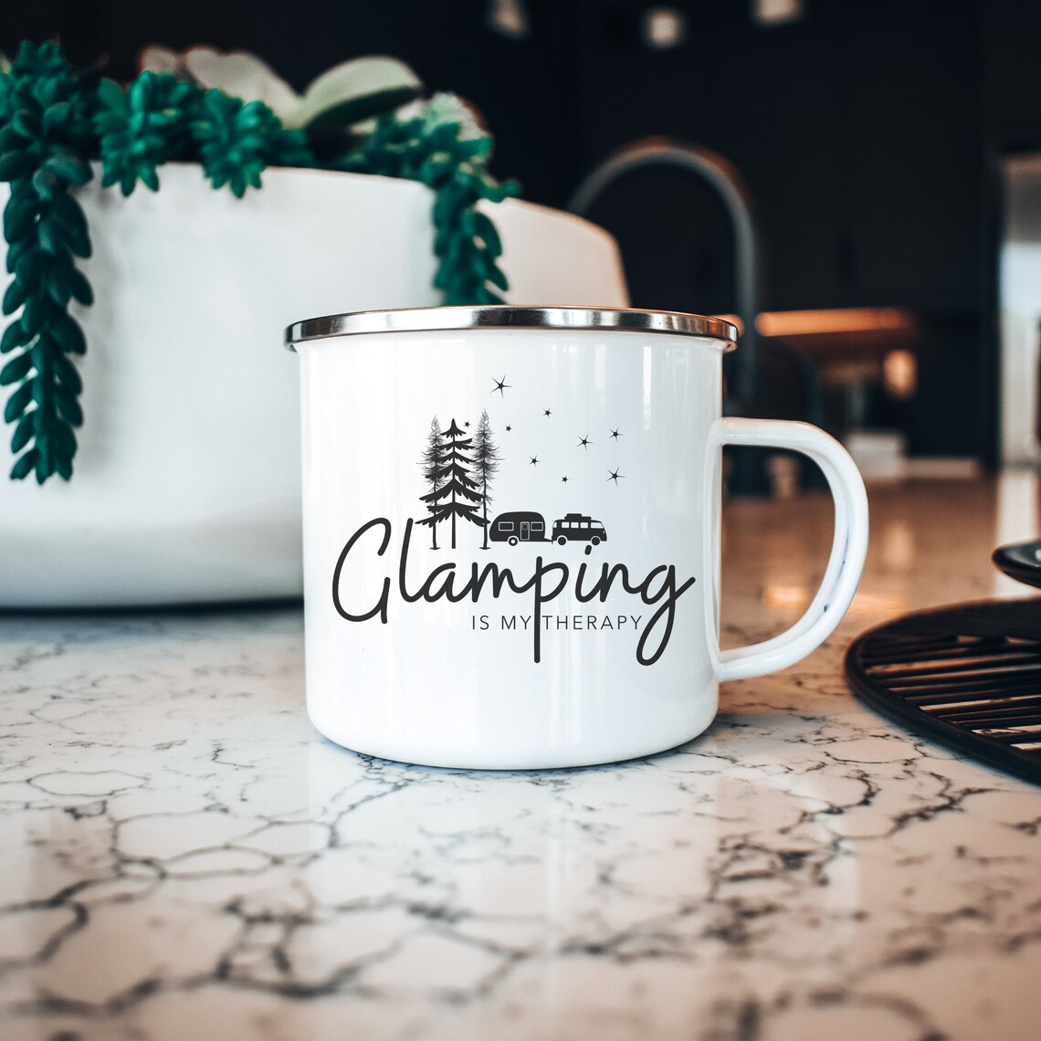 Adventure Outdoors Enamel Camping Coffee Mug, Glamping is My Therapy ...