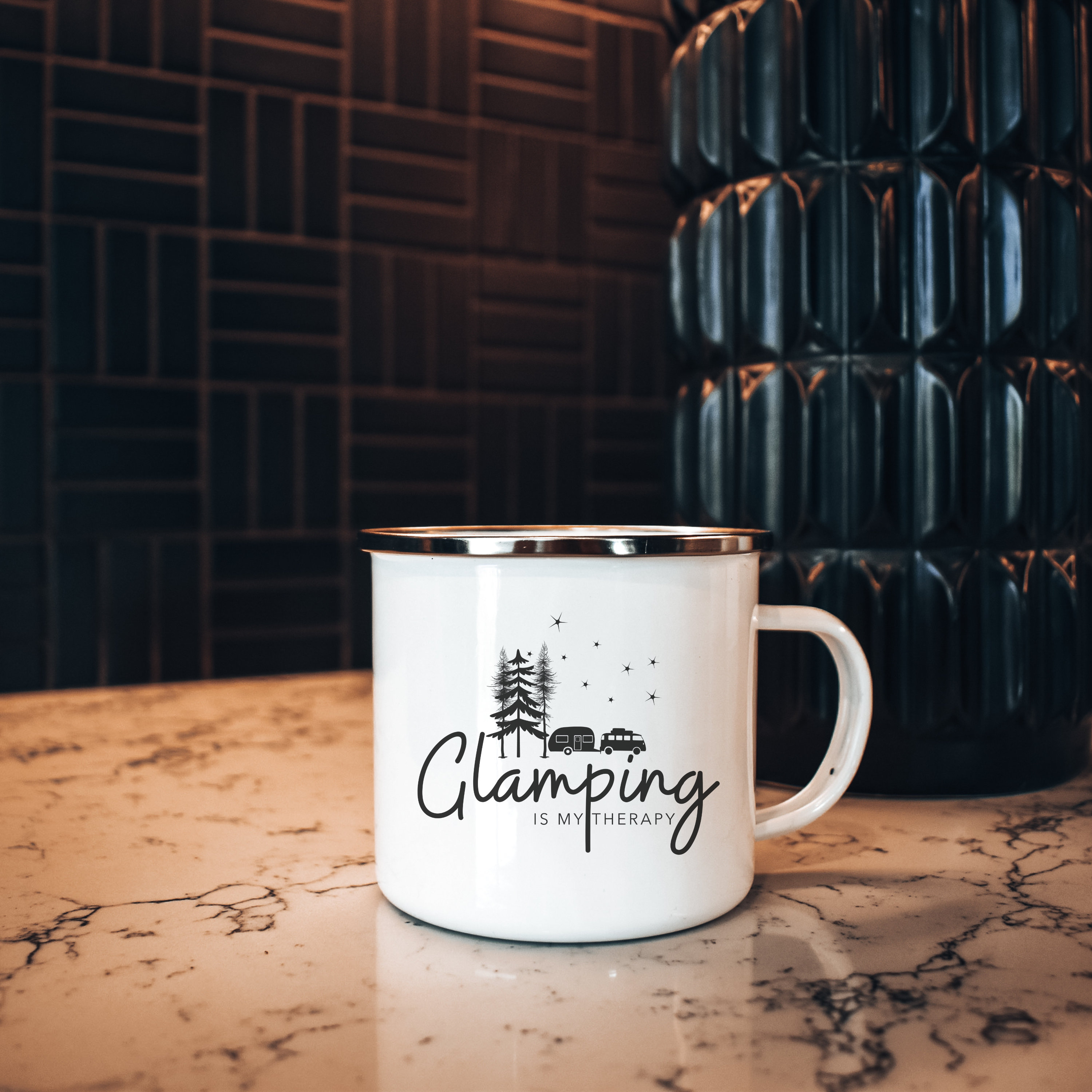 Adventure Outdoors Enamel Camping Coffee Mug, Glamping is My Therapy ...