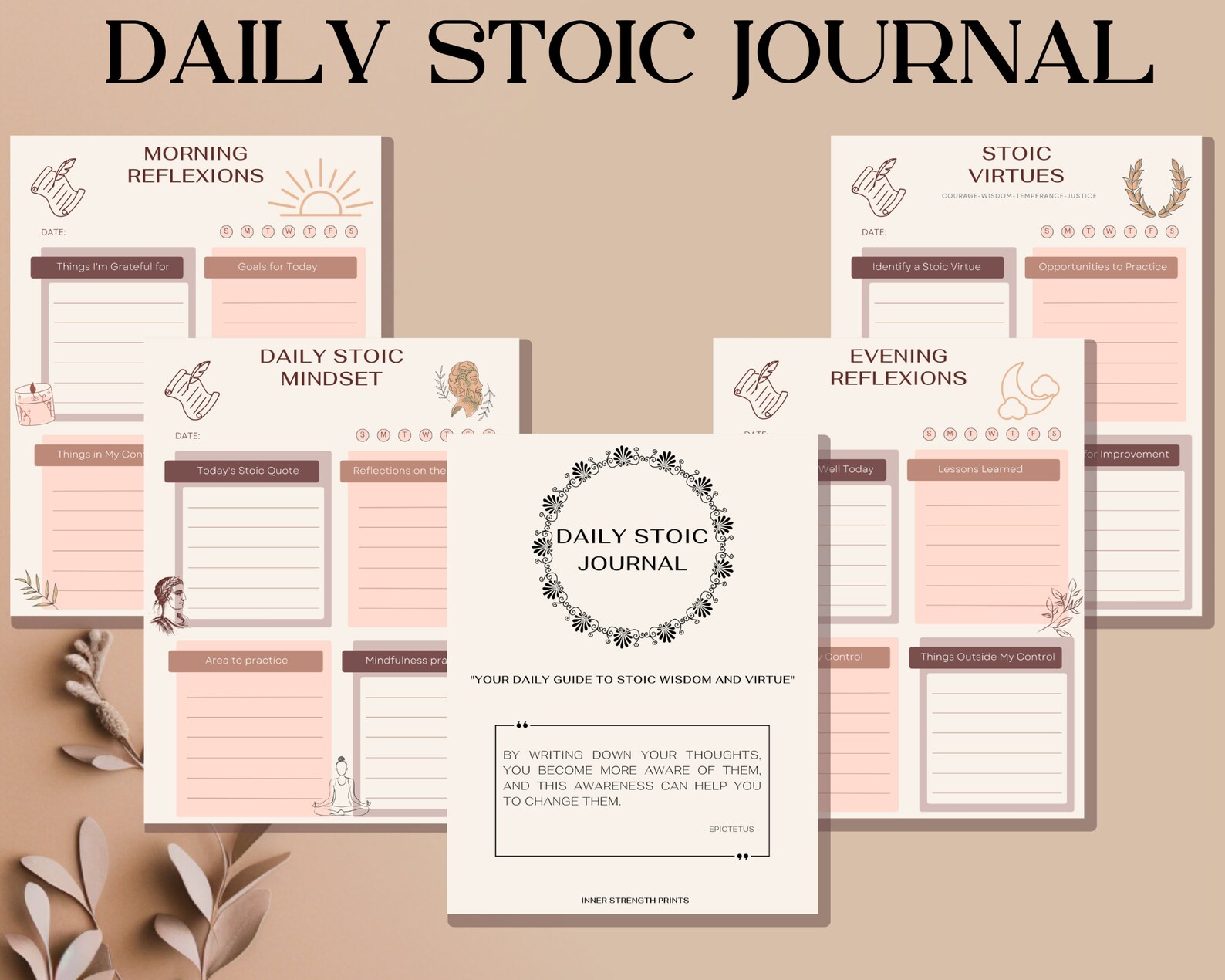 Daily Stoic Journal Self-improvement Minimalistic Journal Meditation ...