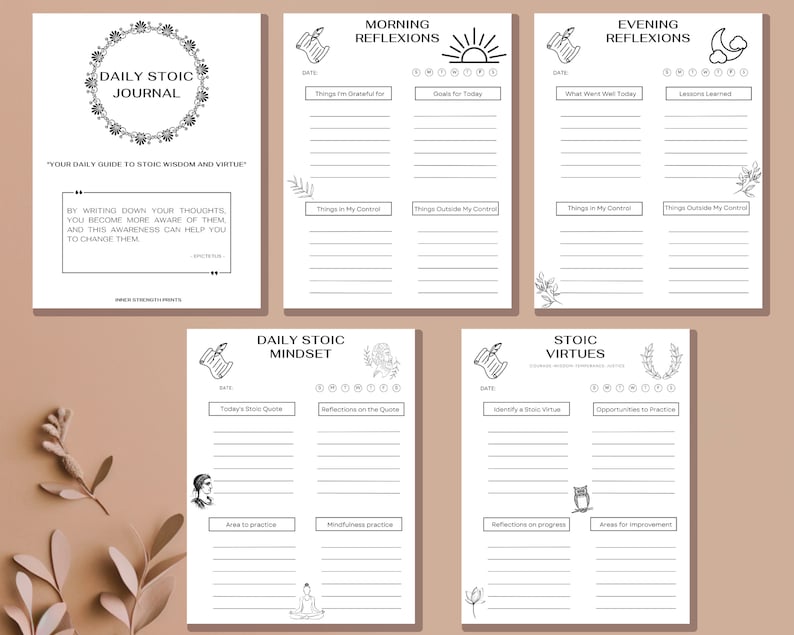 Daily Stoicism Journal Daily Stoic Art Stoic Planner Marcus Aurelius Art Meditation Sheet Gifts ...