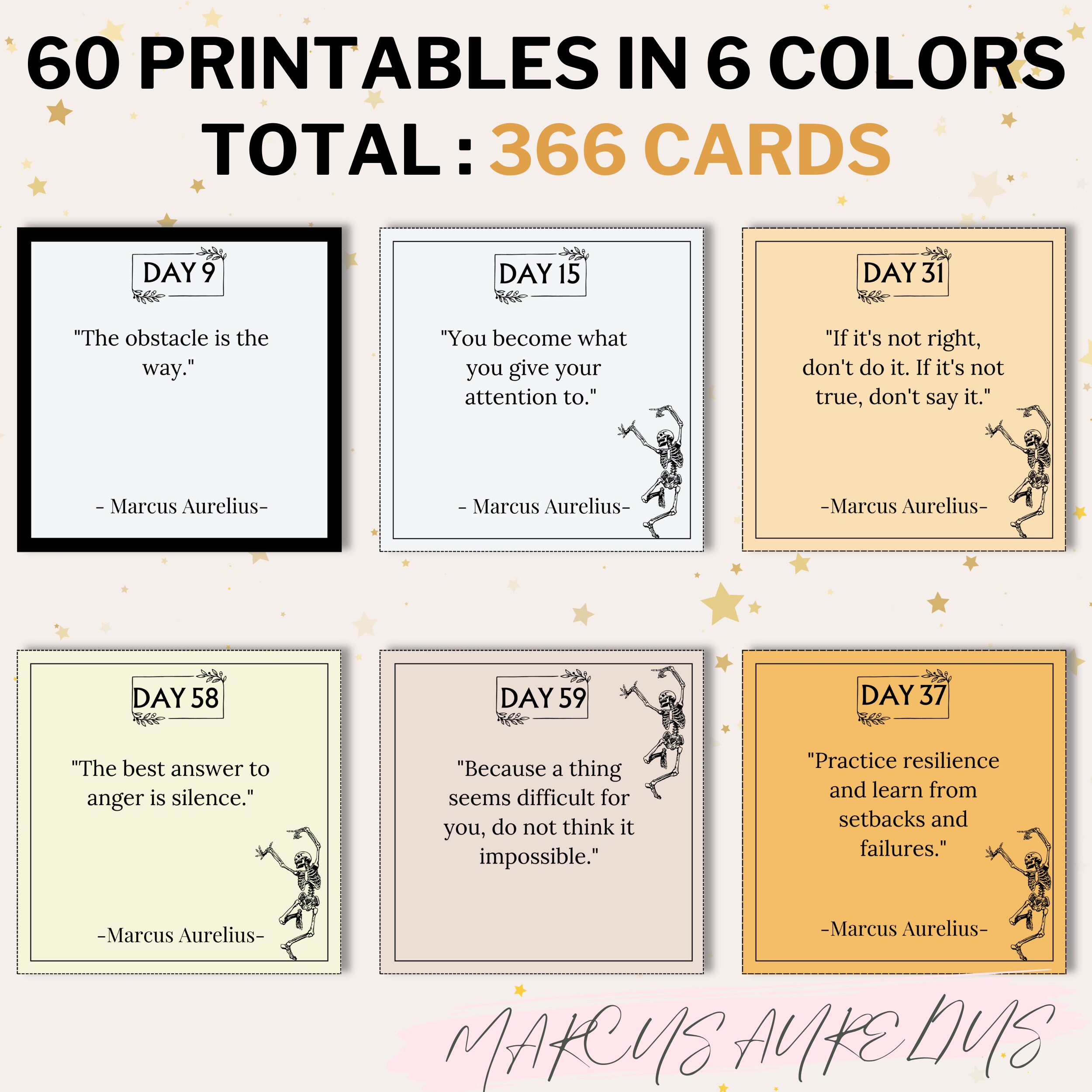 Marcus Aurelius Cards Stoic Affirmation Cards Stoicism Print - Etsy