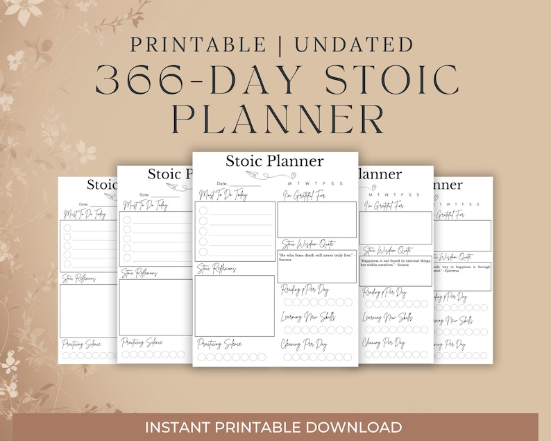 Daily Stoic Planner: 366 Sheets of 2 Minutes Daily Stoic Journal With ...