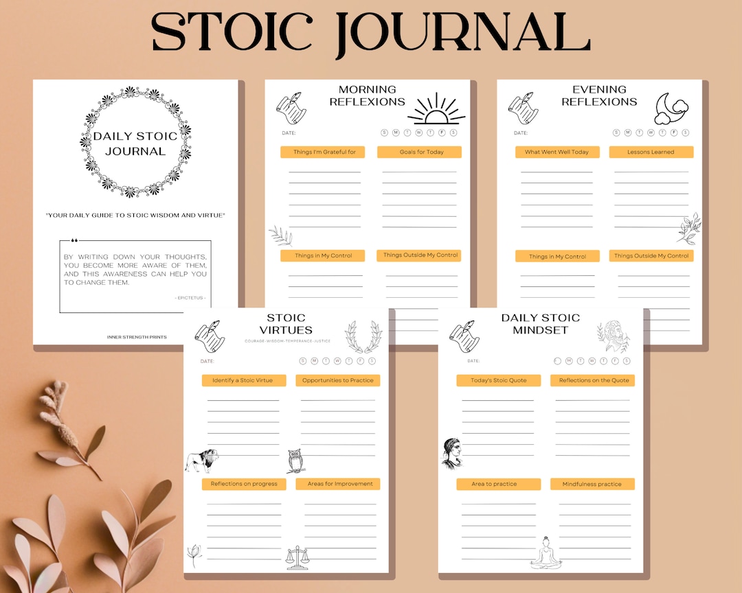 Stoic Journal Daily Stoic Planner Meditation Sheet Gratitude Tracker Stoicism Journal Stoic ...