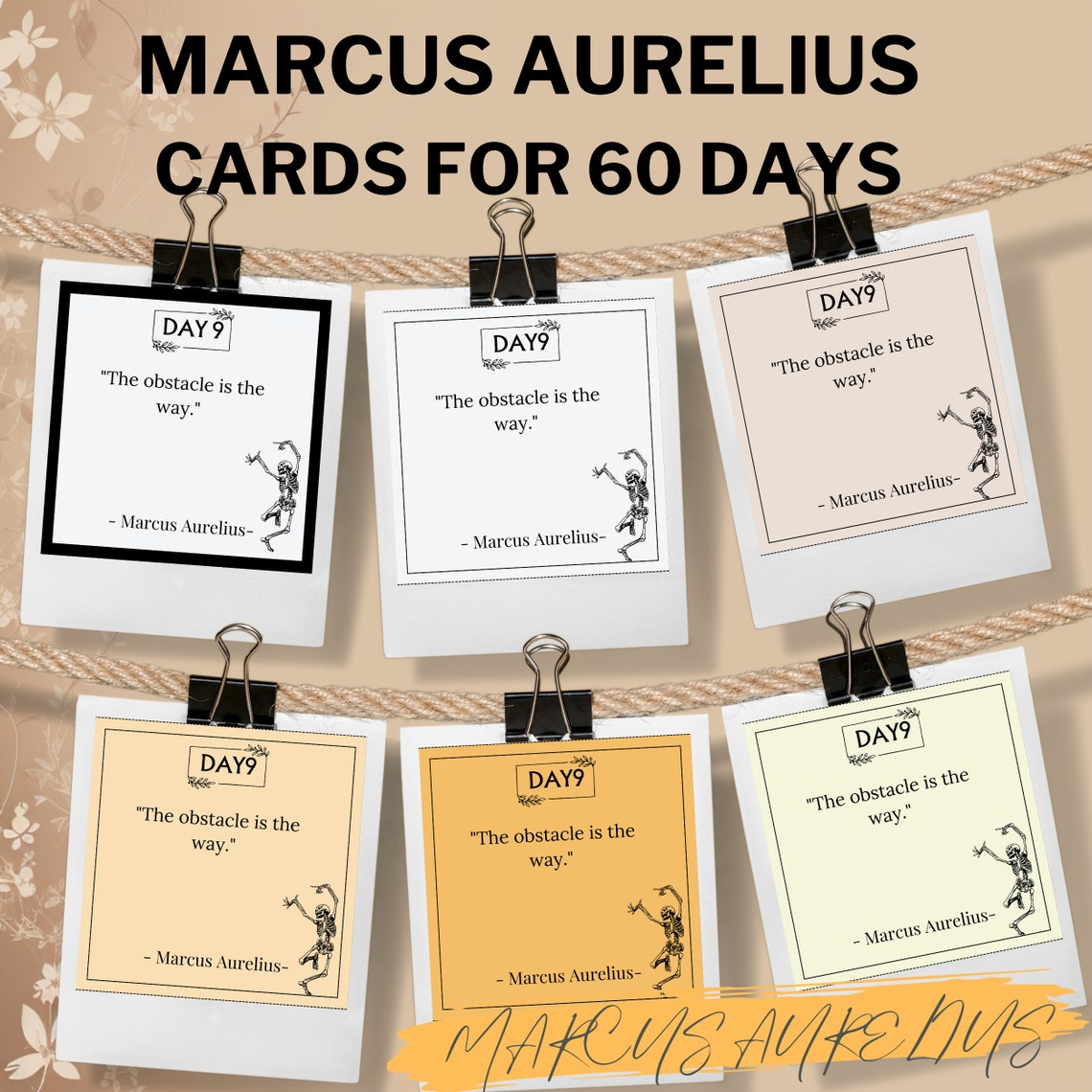 Marcus Aurelius Stoic Quote Cards: Daily Wisdom, 60 Cards Motivation ...