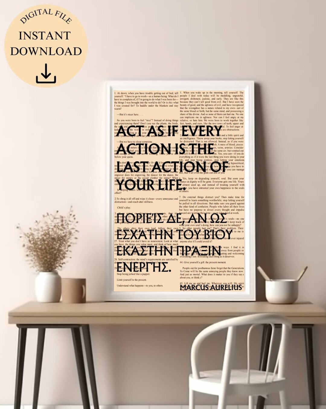 Marcus Aurelius Stoic Quote Poster, Meditations Print (digital Download ...