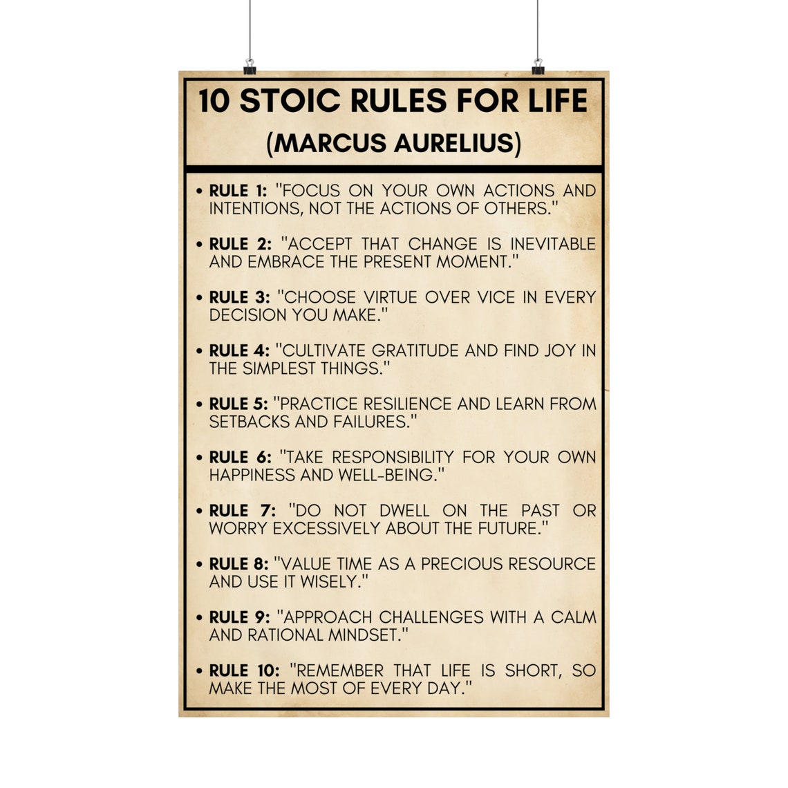 Marcus Aurelius Rules of Life Marcus Aurelius Quote Wall Art Marcus ...