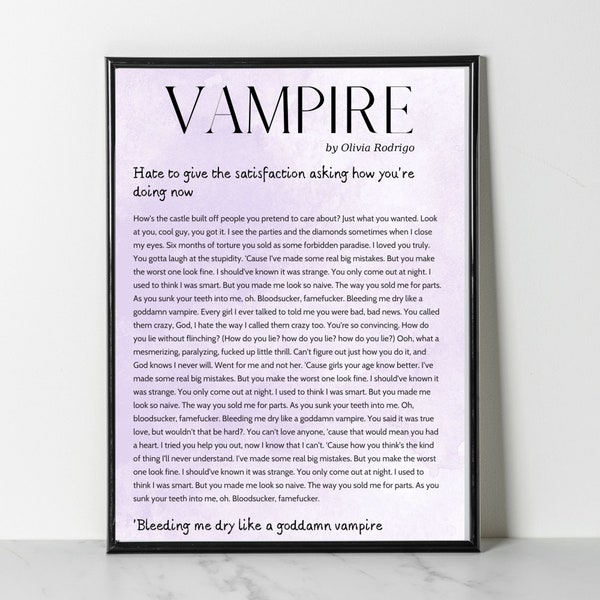 Olivia Rodrigo Vampire Poster - Etsy