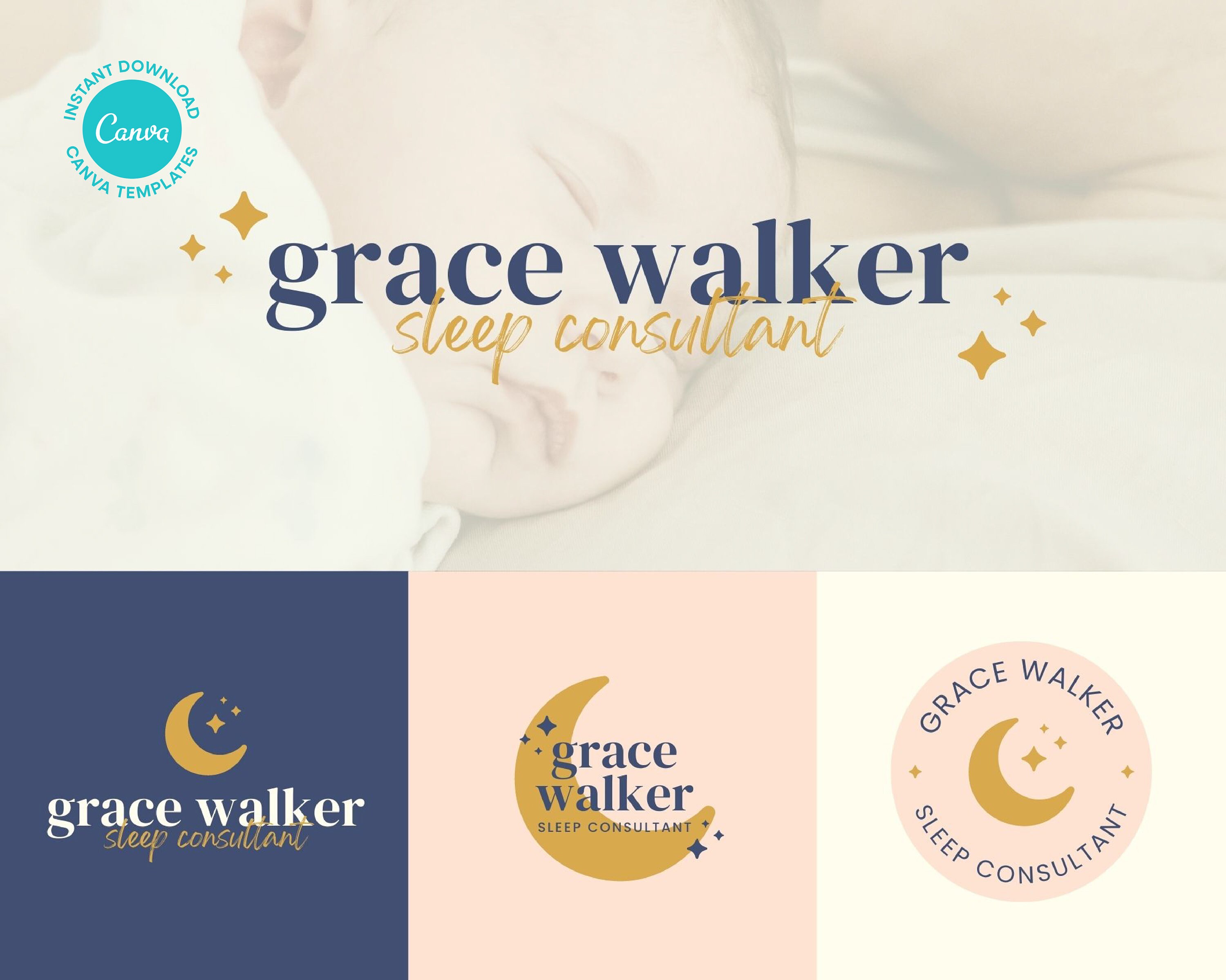 Canva Logo Template | Sleep Consultant Logo Design, Editable Sleep ...