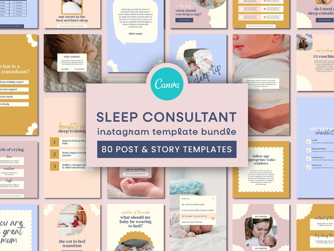 Sleep Consultant Instagram Templates | Sleep Coach Instagram Bundle ...