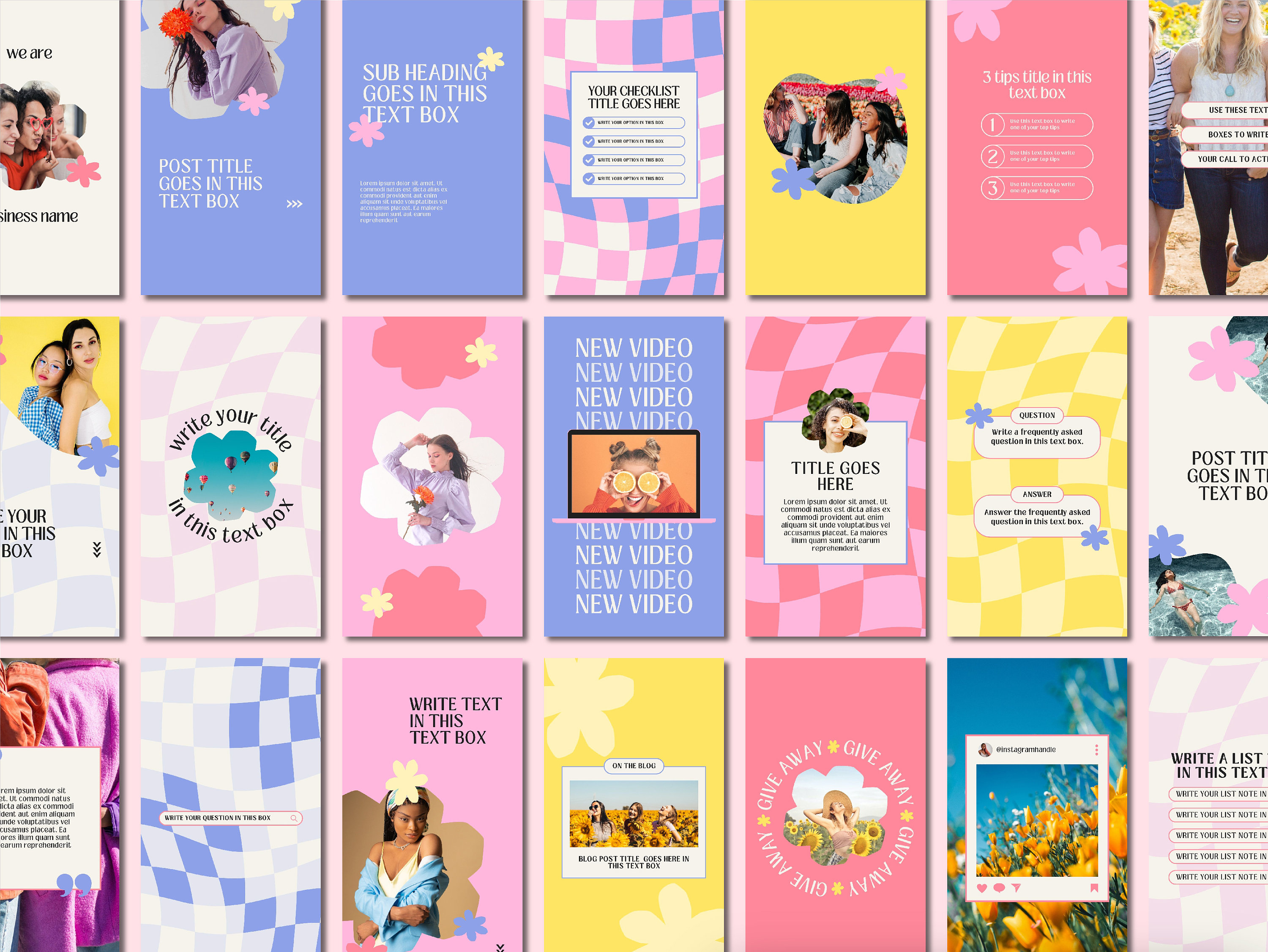 Pastel Instagram Template Bundle | Colourful Instagram Canva Templates ...