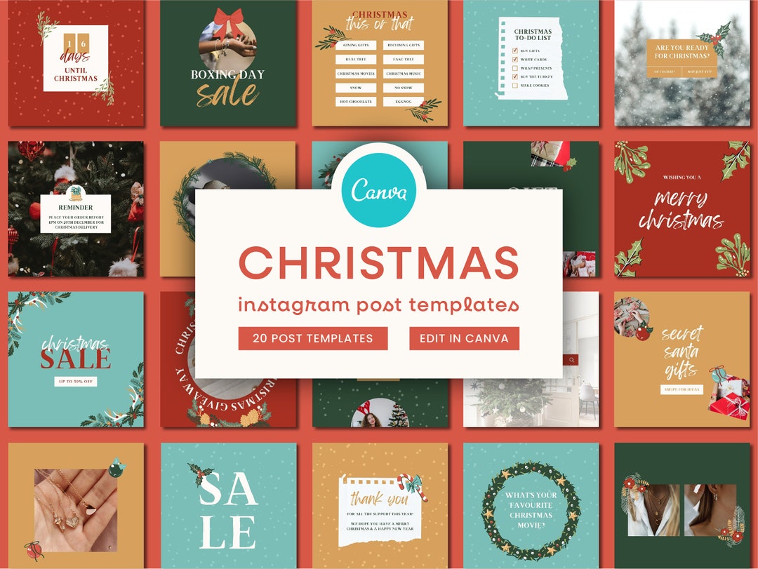 Christmas Instagram Templates | Cute Festive Instagram Canva Templates ...
