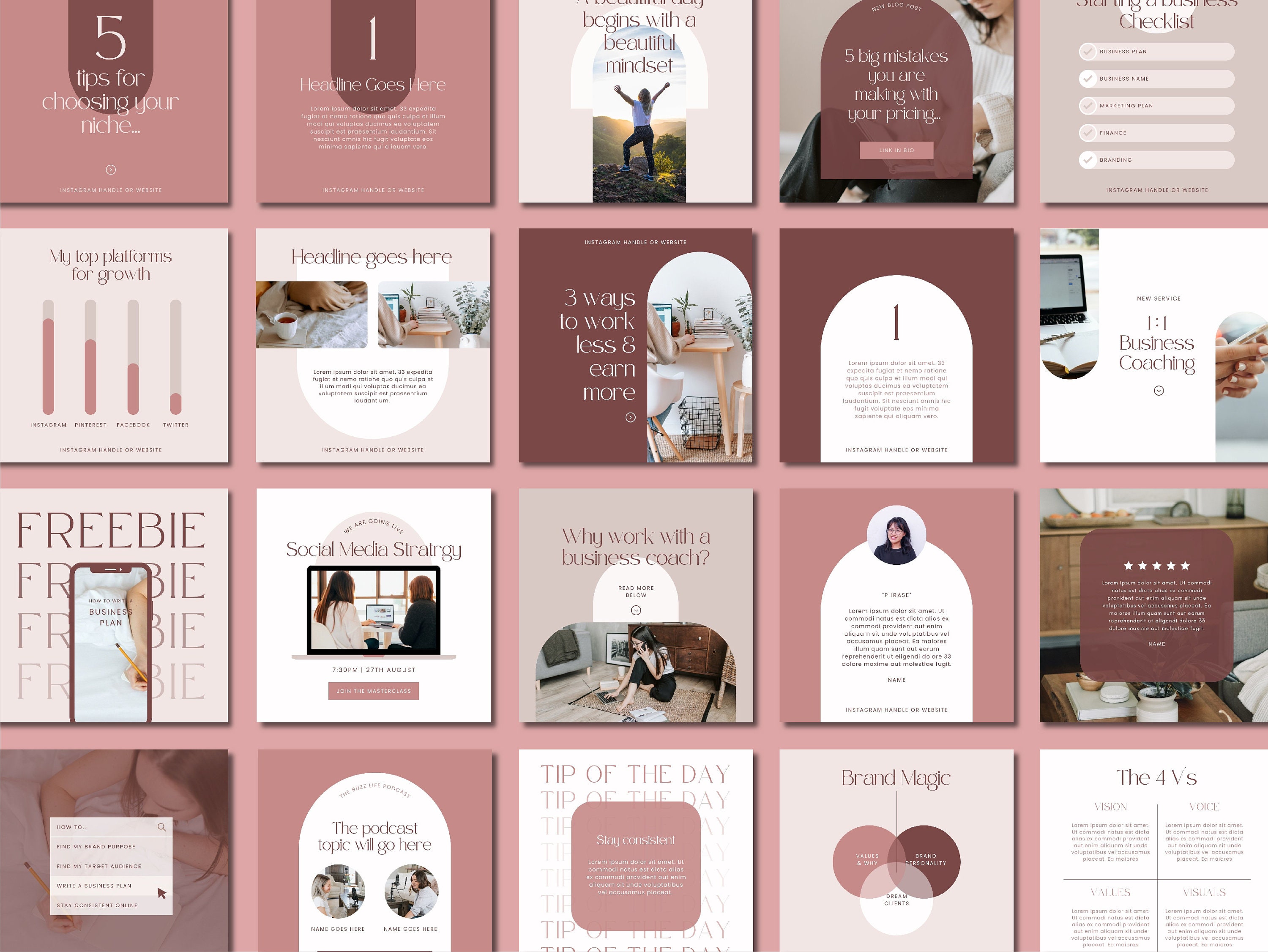 Coaching Instagram Template Bundle | Business Coaching Canva Templates ...