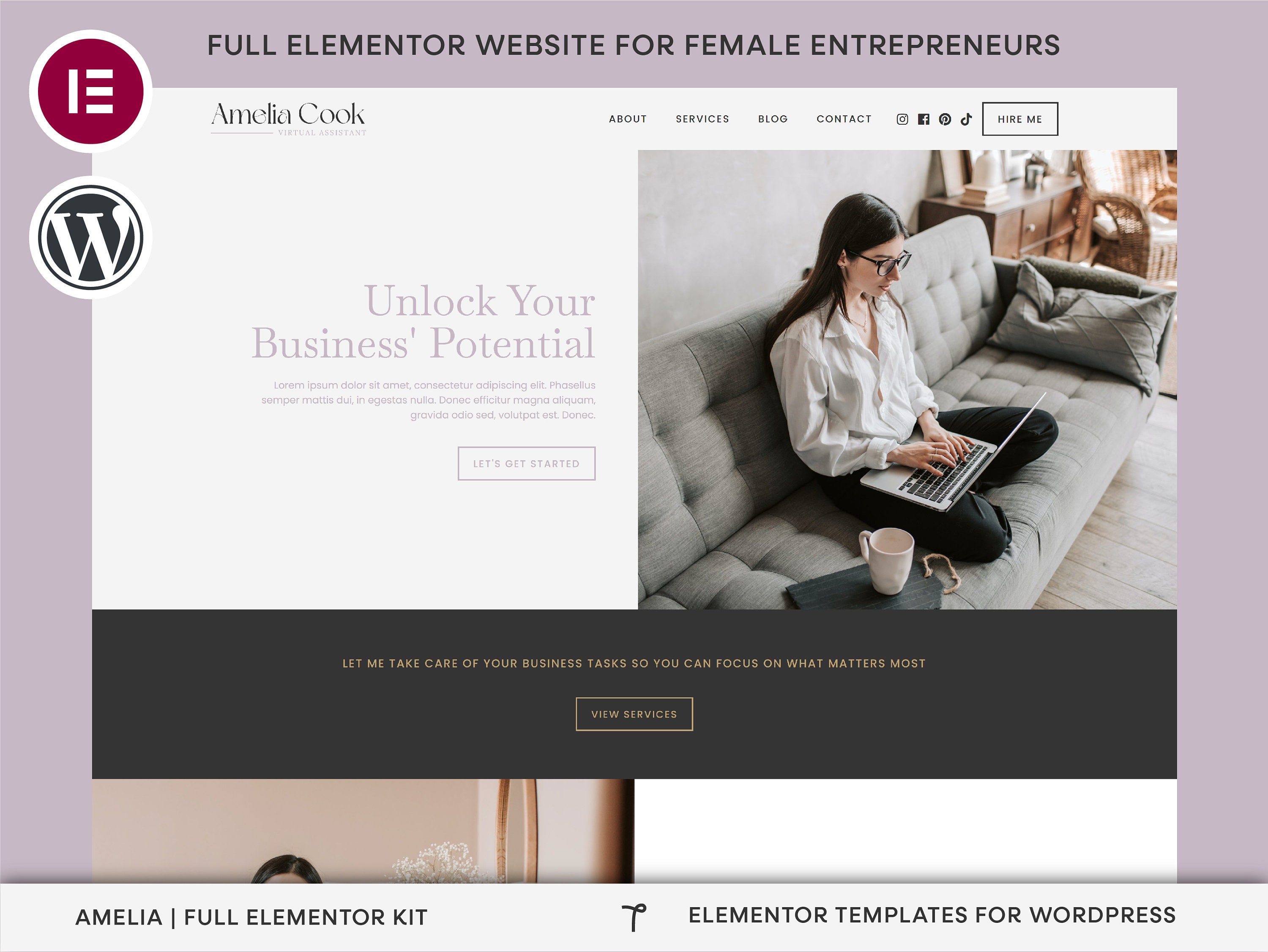Elementor Template Kit Virtual Assistant Wordpress Website - Etsy