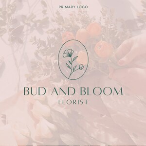 Premade Logo Design | Editable Florist Canva Logo Template, Flower Logo ...