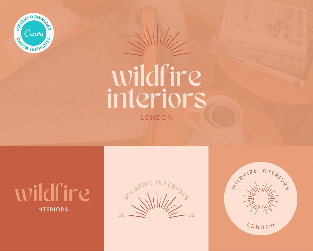 Premade Canva Logo Designs | Editable Boho Logo Templates, Bohemian ...