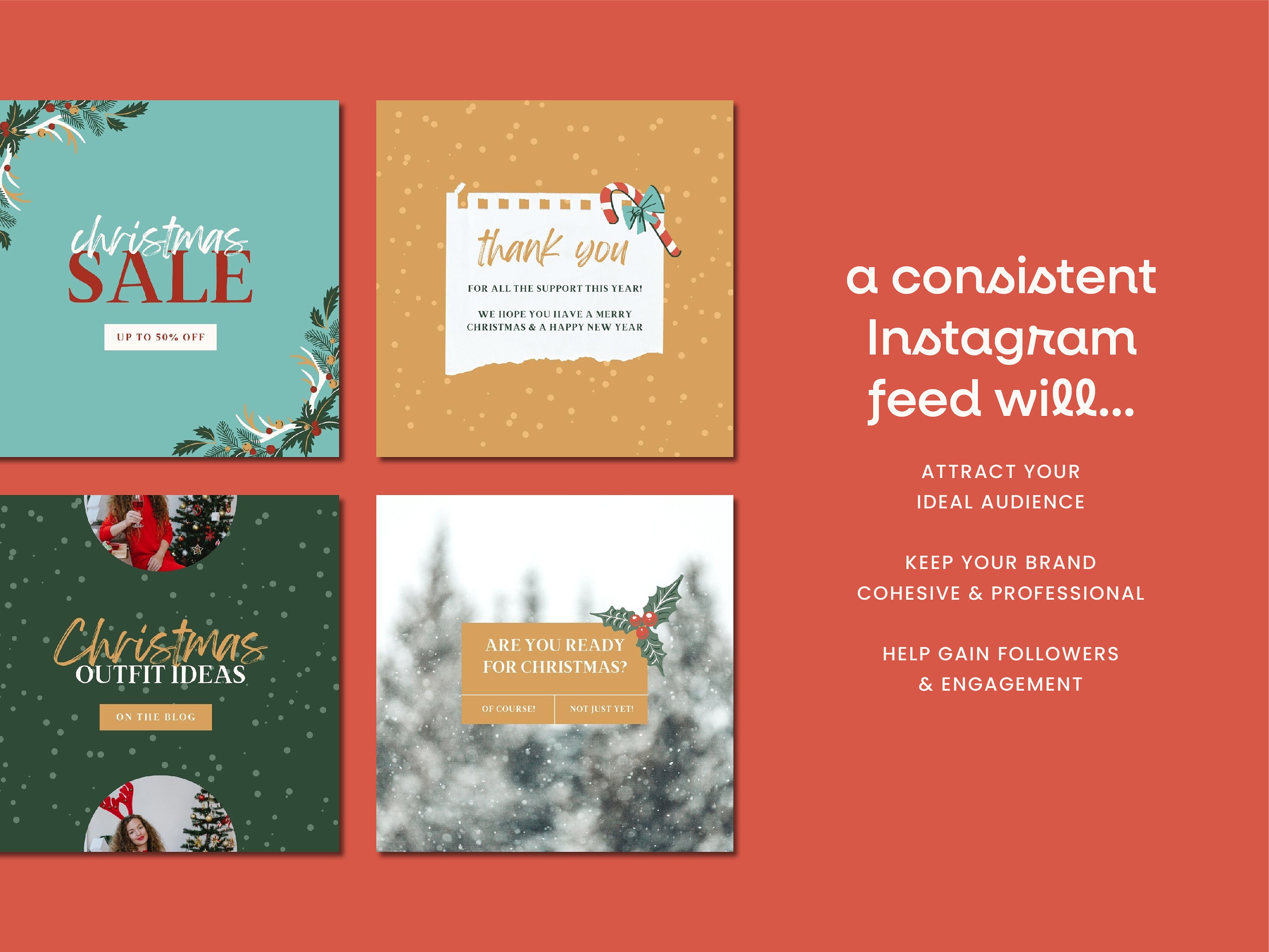 Christmas Instagram Templates | Cute Festive Instagram Canva Templates ...
