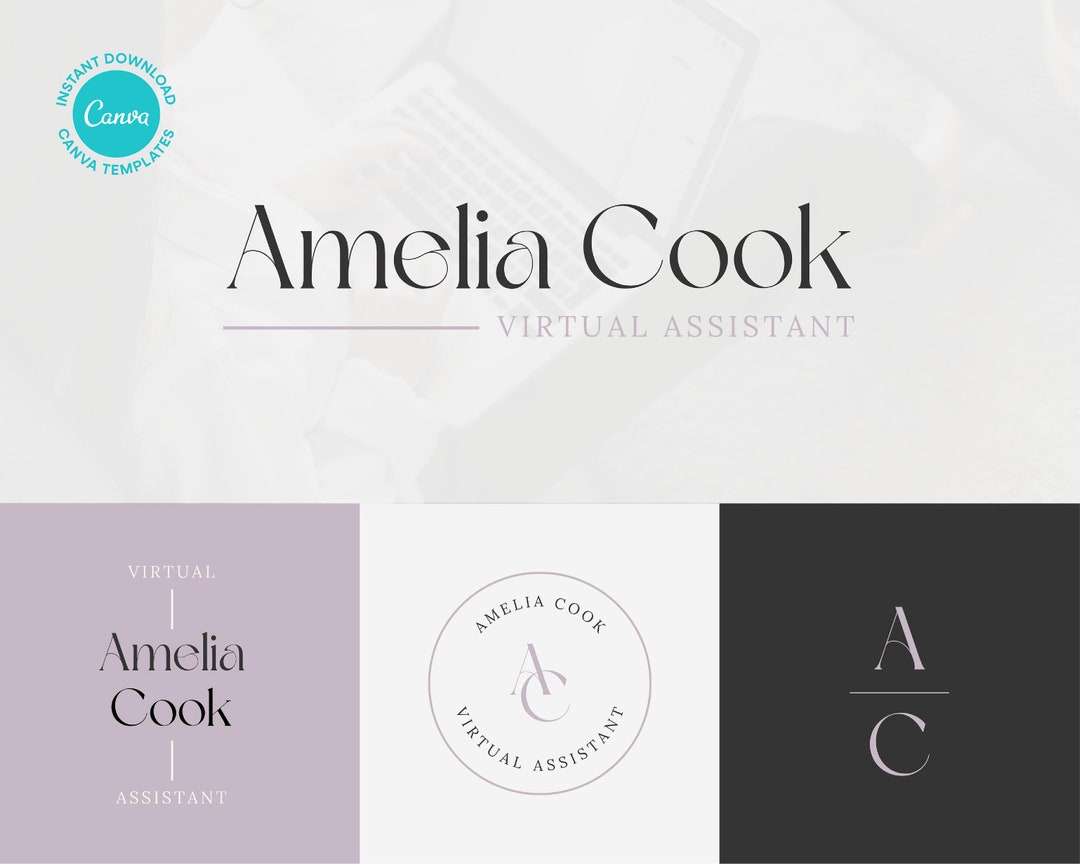 Editable Logo Design | Premade Virtual Assistant Canva Logo Template ...
