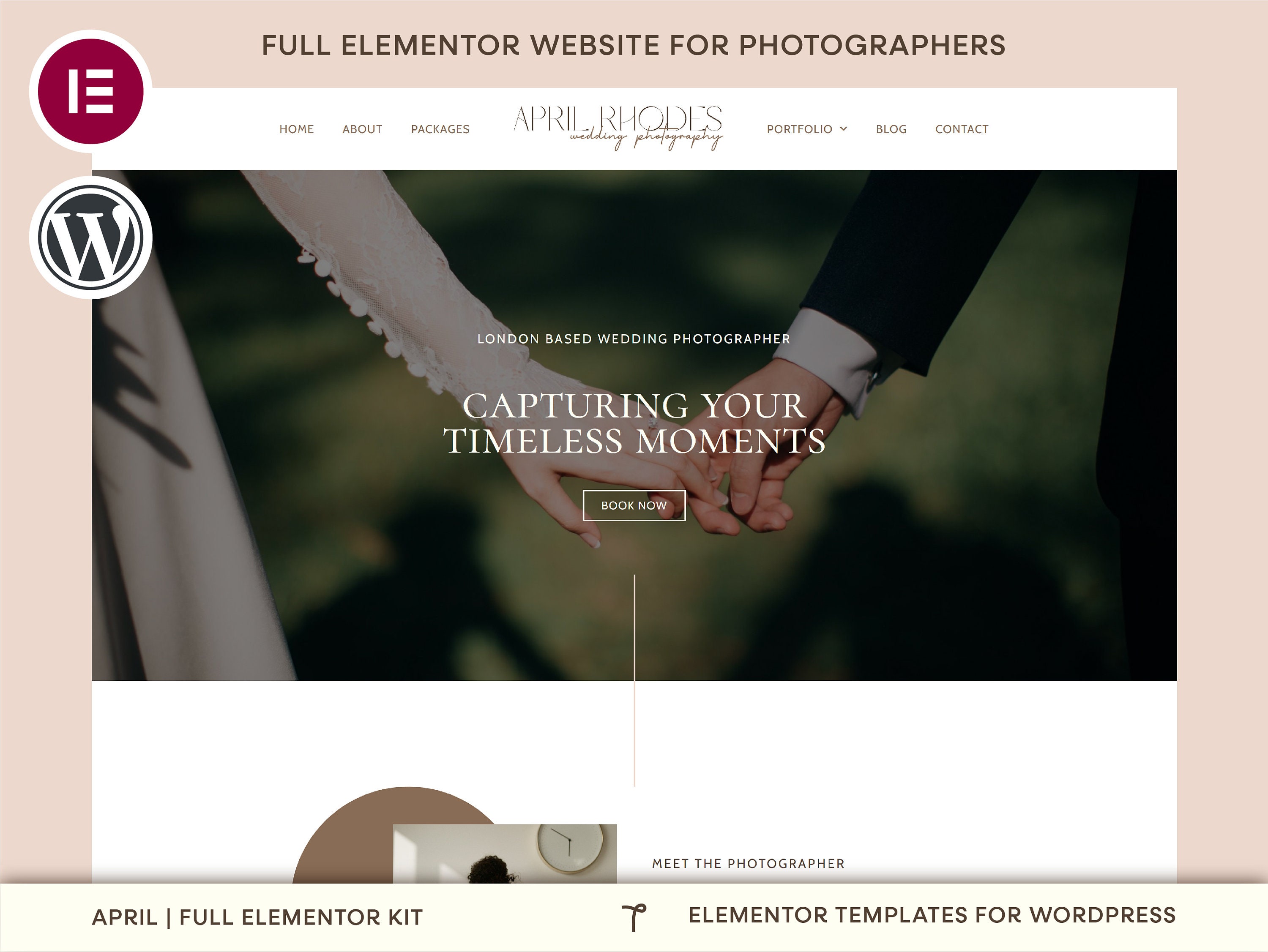 Elementor Template Kit | Photographer Wordpress Website Template, Elementor Theme, Wedding ...