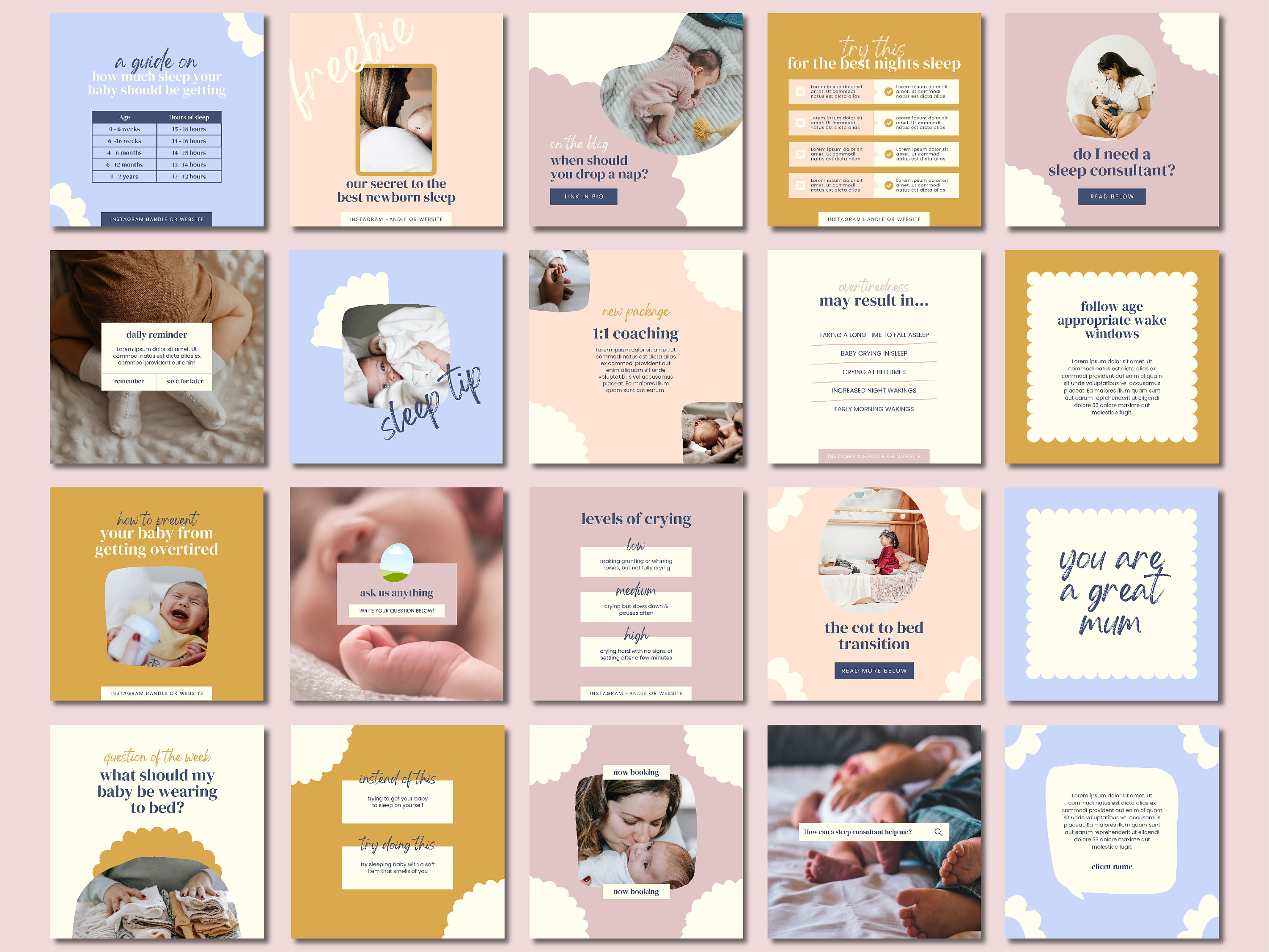 Sleep Consultant Instagram Templates | Sleep Coach Instagram Bundle ...