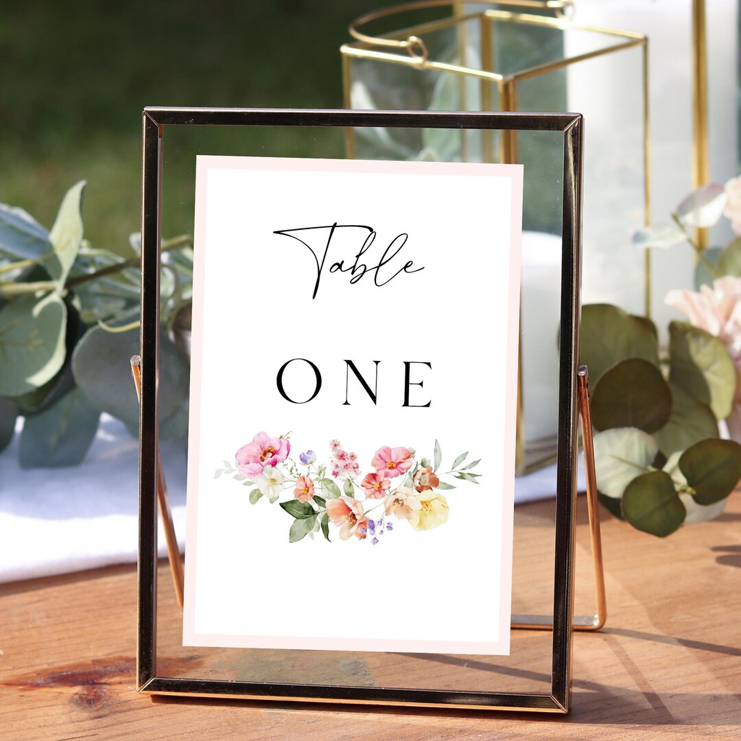 Bright Blooms Table Number Template, Vibrant Floral Table Number Sign ...