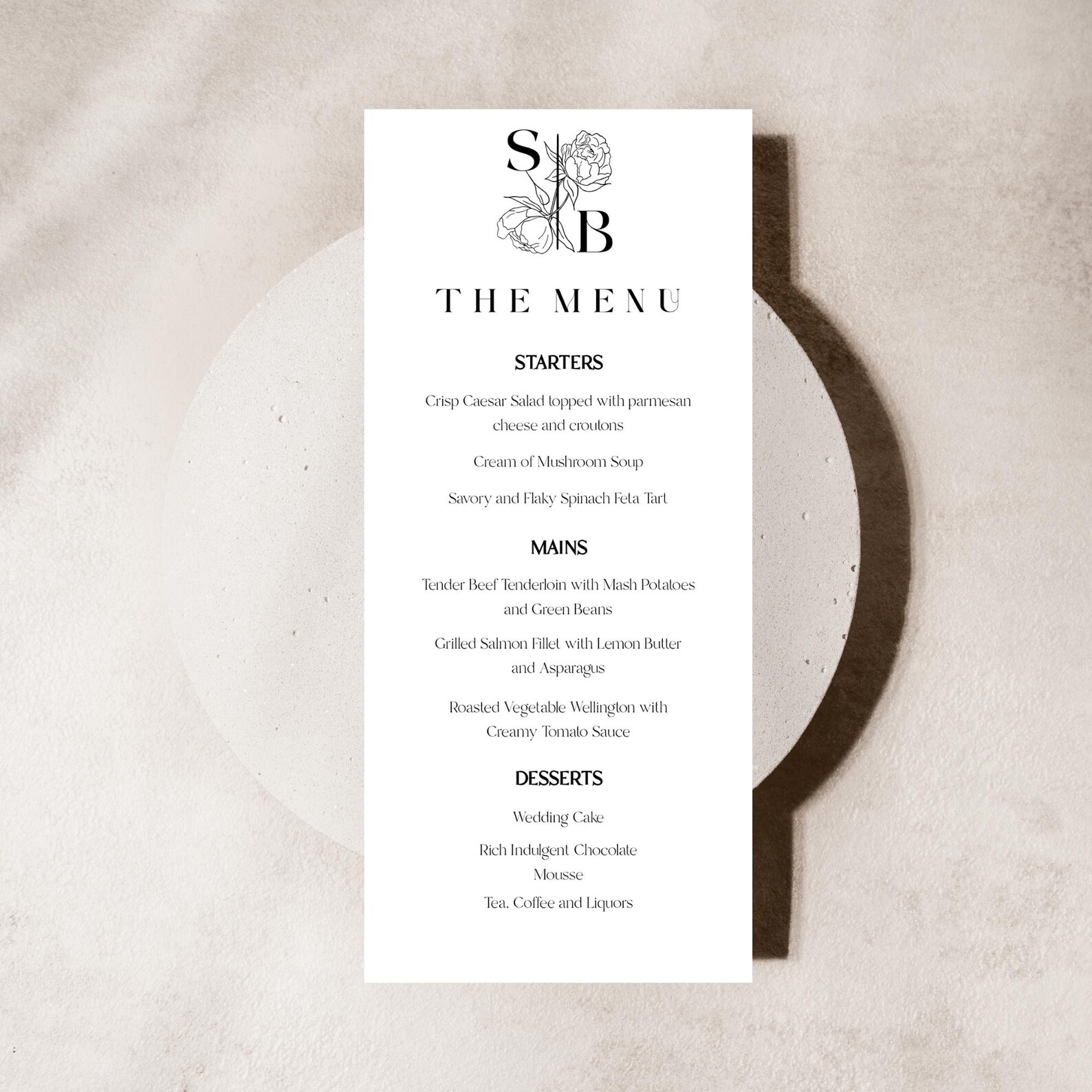 Modern Menu and Thank You Card, Black and White Menu and Thank You Card ...