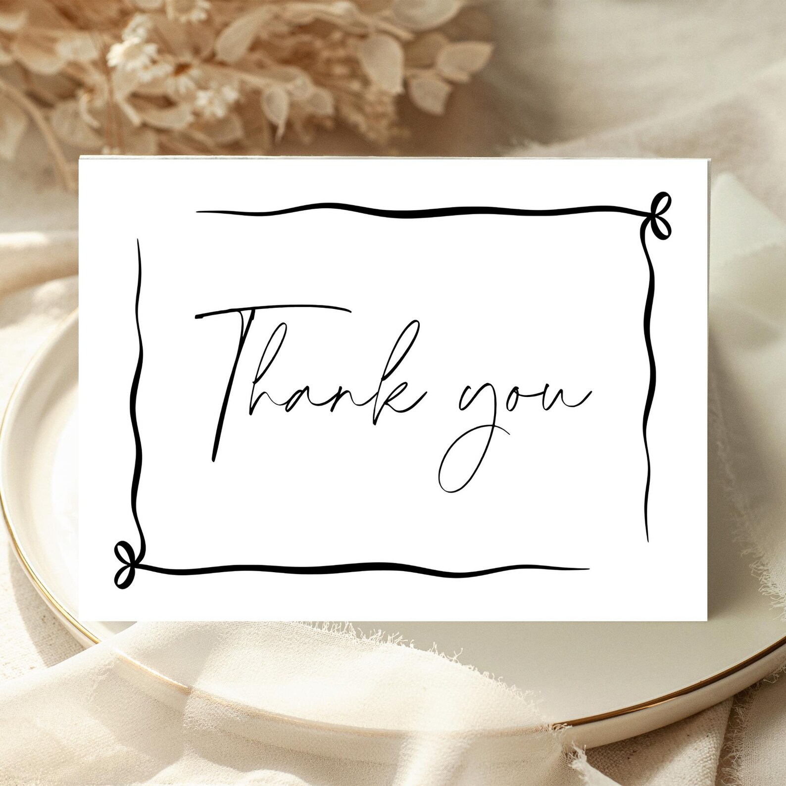 Modern Thank You Card Template, Minimalist Thank You Folded Card ...