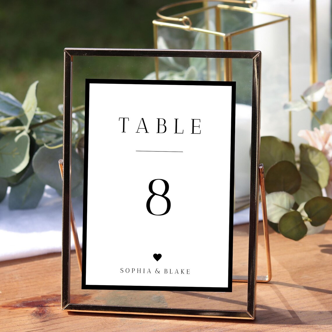 Modern Wedding Table Number Template: Minimalist Black Border (5x7 ...