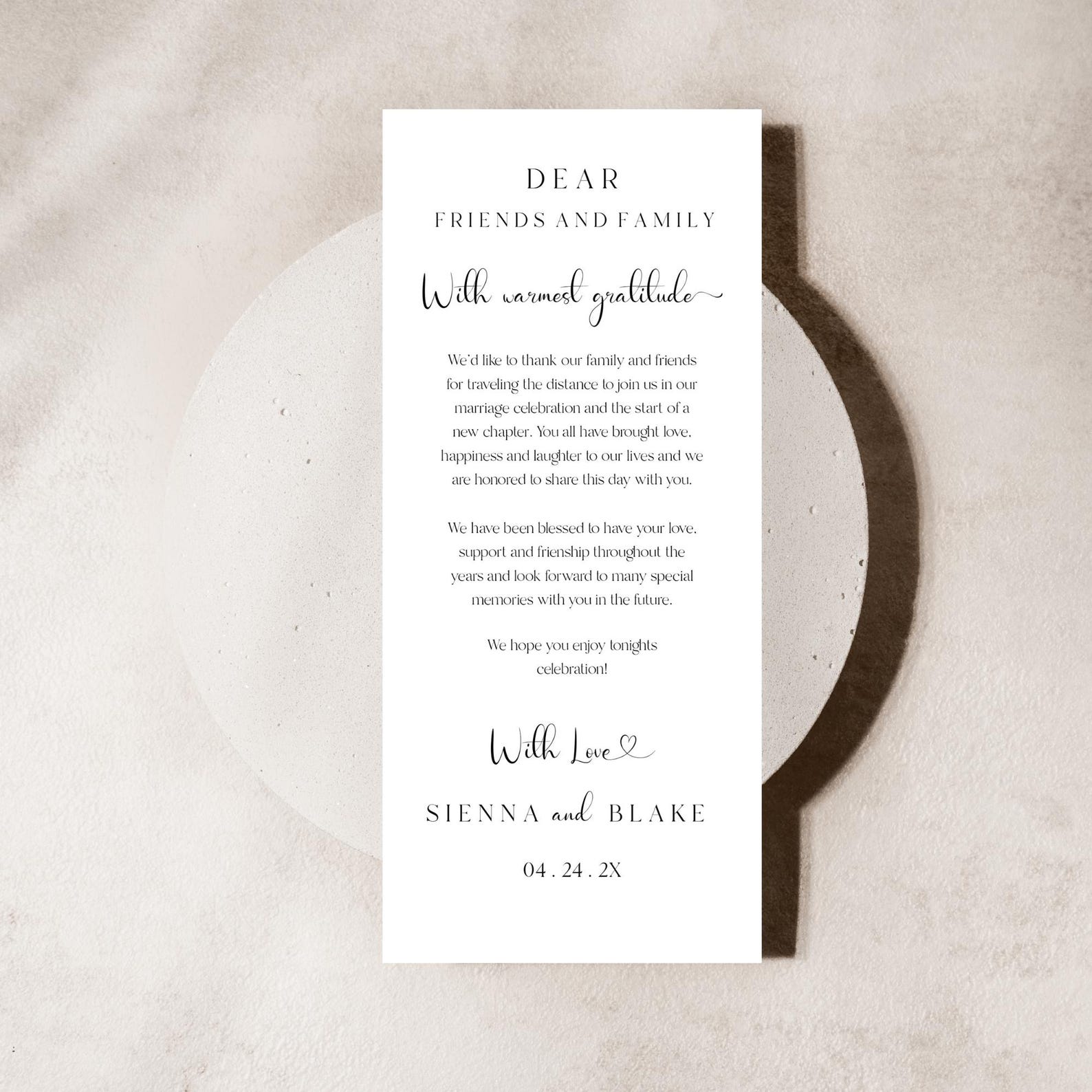 Modern Menu and Thank You Card, Black and White Menu and Thank You Card ...