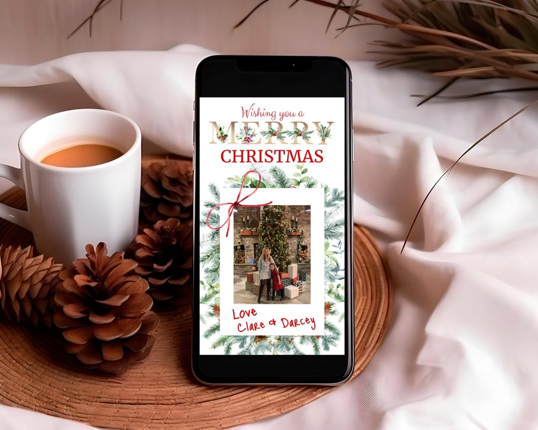 Chistmas E-card Personalized With Photo Template, Electronic Merry Xmas ...