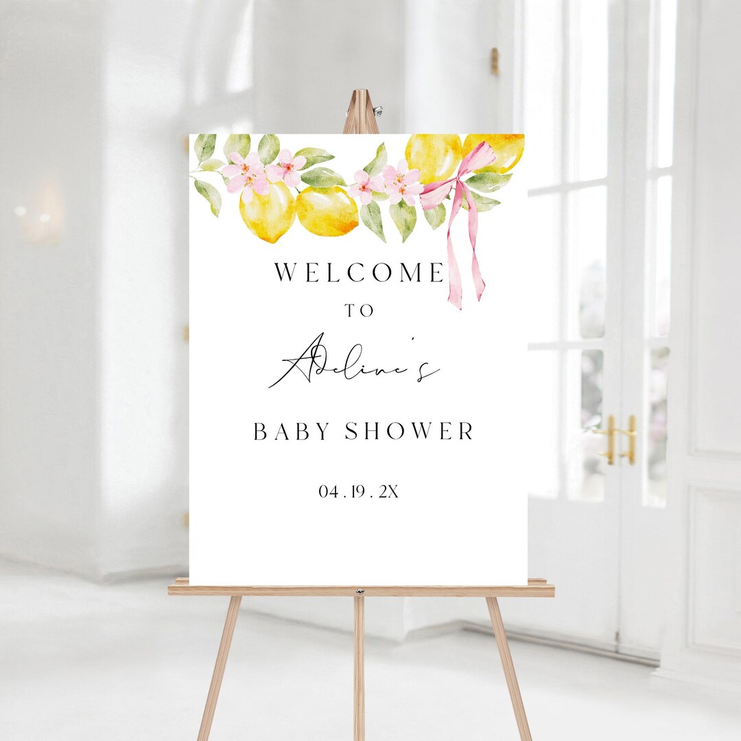 Lemon Baby Shower Welcome Sign: Spring Blossom Printable (digital ...