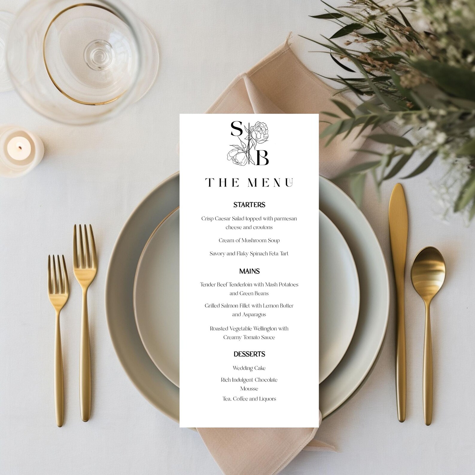Modern Menu and Thank You Card, Black and White Menu and Thank You Card ...